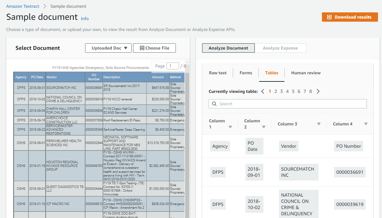AWS Textract PDF to CSV